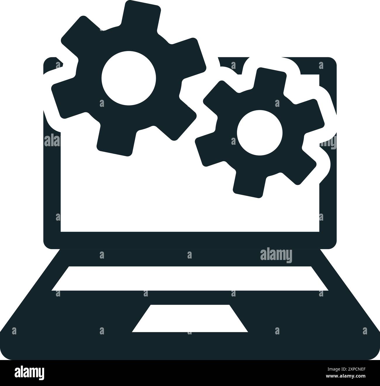 Laptop showing gears working concept of artificial intelligence Stock ...