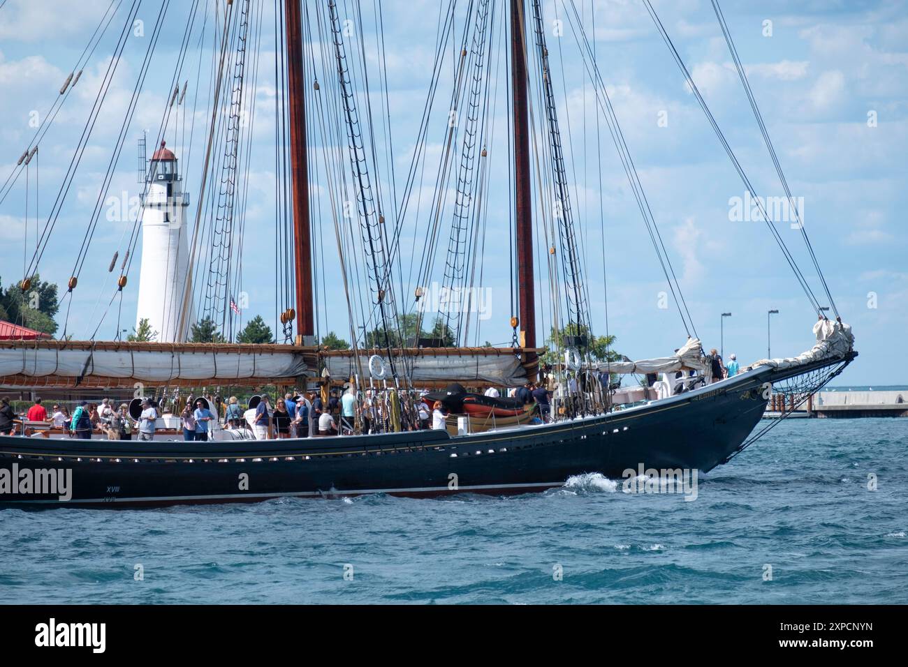 Bluenose II Tall Ship and Port Huron Lighthouse Viewed from Sarnia ...