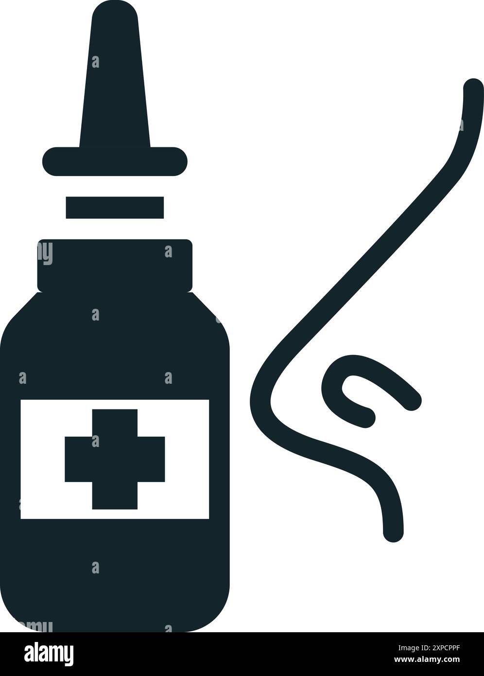 Nasal spray treating congestion and runny nose icon Stock Vector Image ...