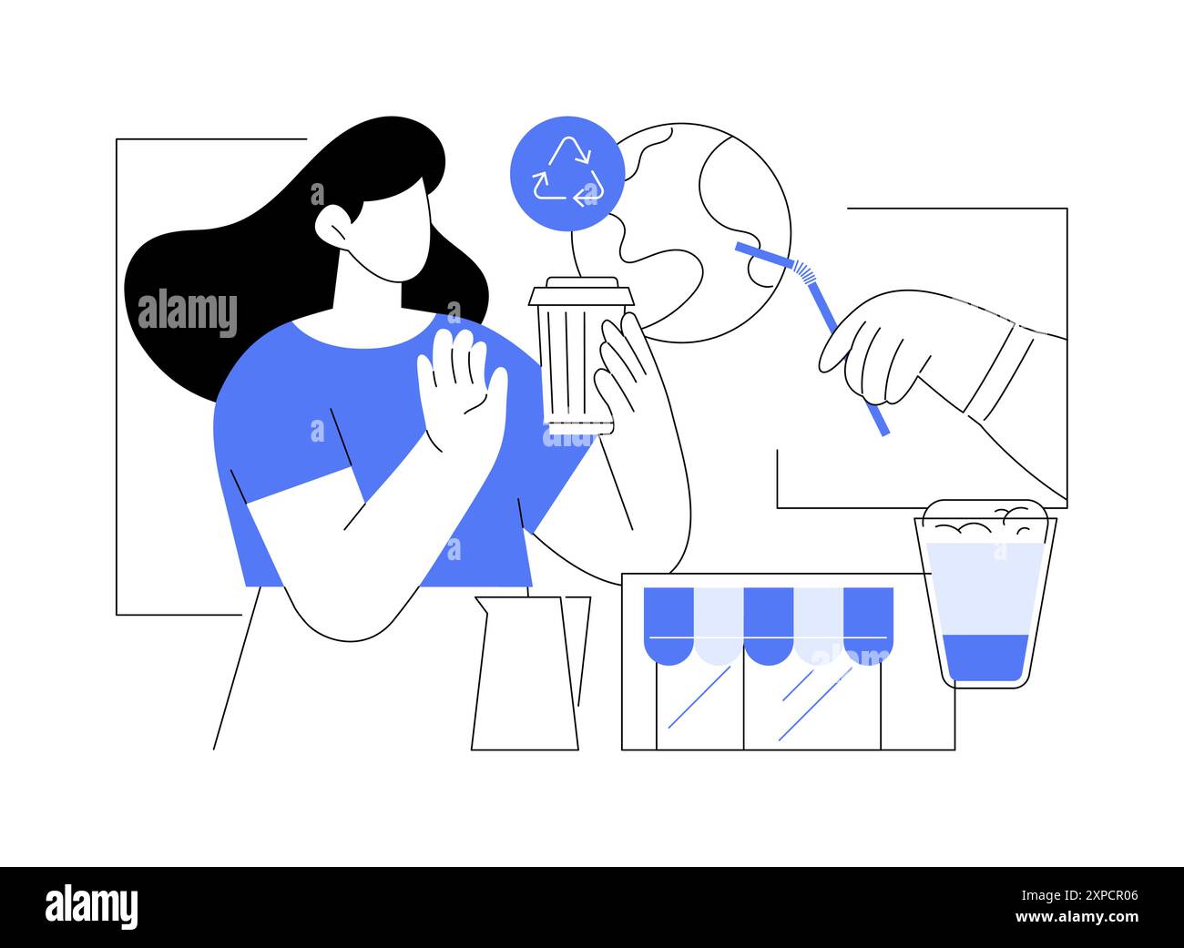 Refuse single-use plastic isolated cartoon vector illustrations Stock ...