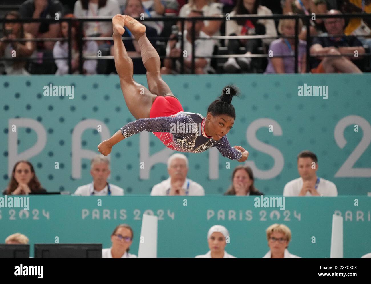 Paris, France. 05th Aug, 2024. Simone Biles of the U.S. performs in the ...