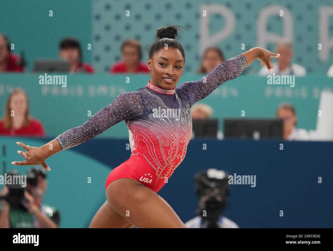 Paris, France. 05th Aug, 2024. Simone Biles of the U.S. performs in the ...