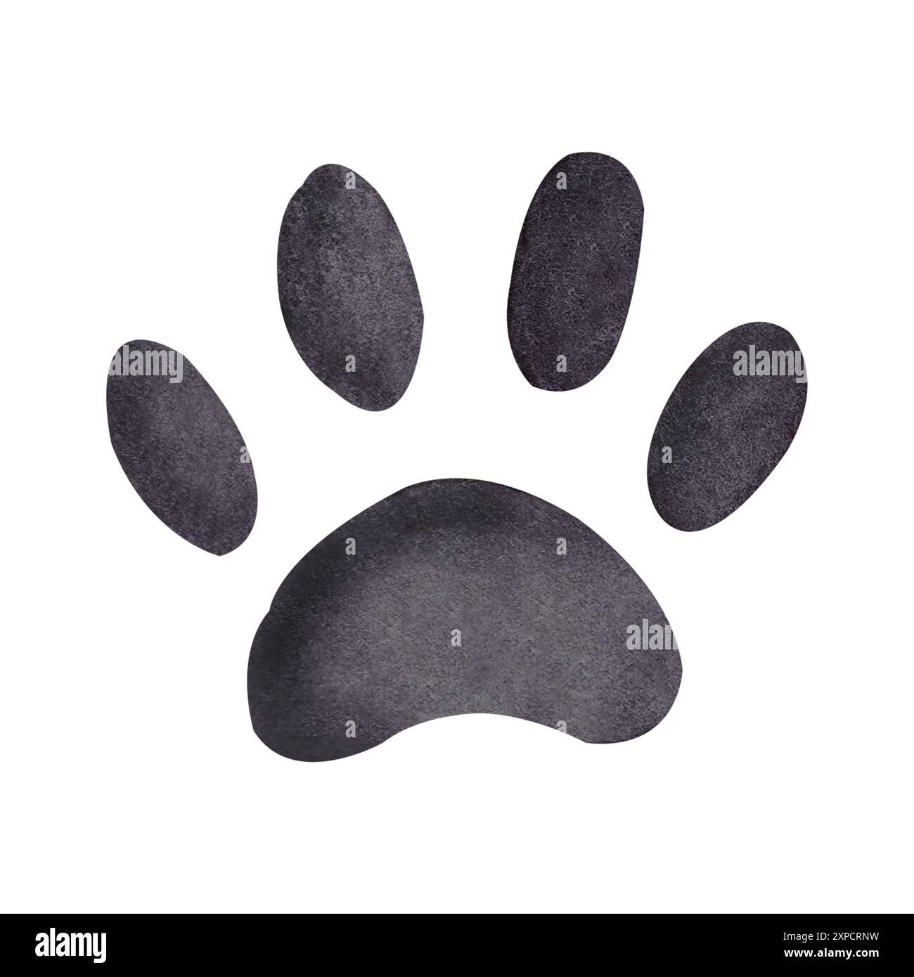 Dog footprint painted with black watercolor. Watercolor illustration ...