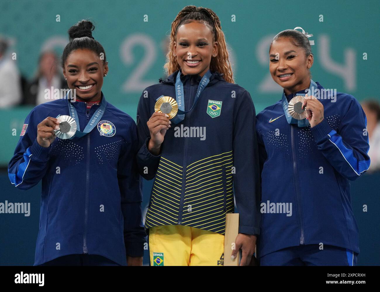 Paris, France. 05th Aug, 2024. Women's Gymnastics floor exercise final gold medalist Rebeca ...