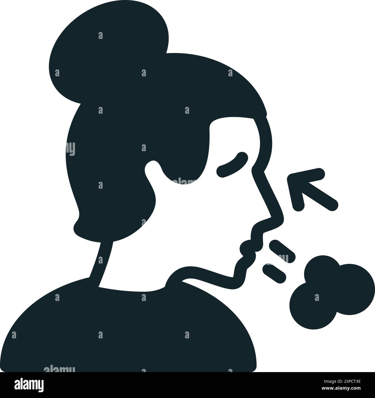 Simple icon of a sick woman coughing and spreading germs Stock Vector ...