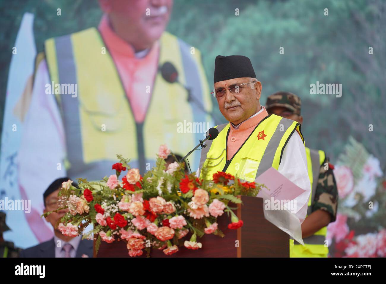 Makwanpur. 5th Aug, 2024. Nepali Prime Minister KP Sharma Oli addresses ...