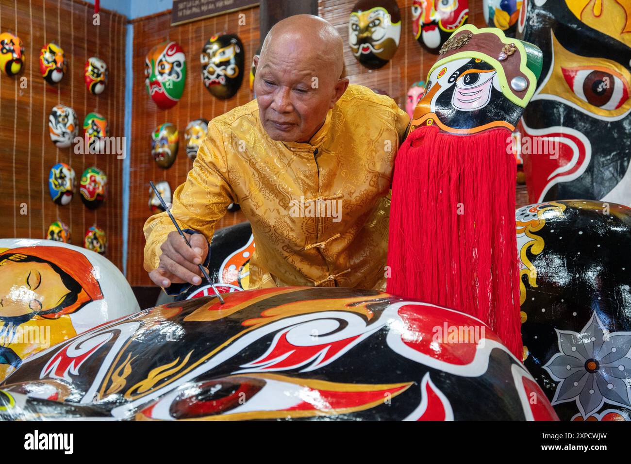 Quang Nam province, Vietnam - 13 Jul 2024: artisan making handmade ...