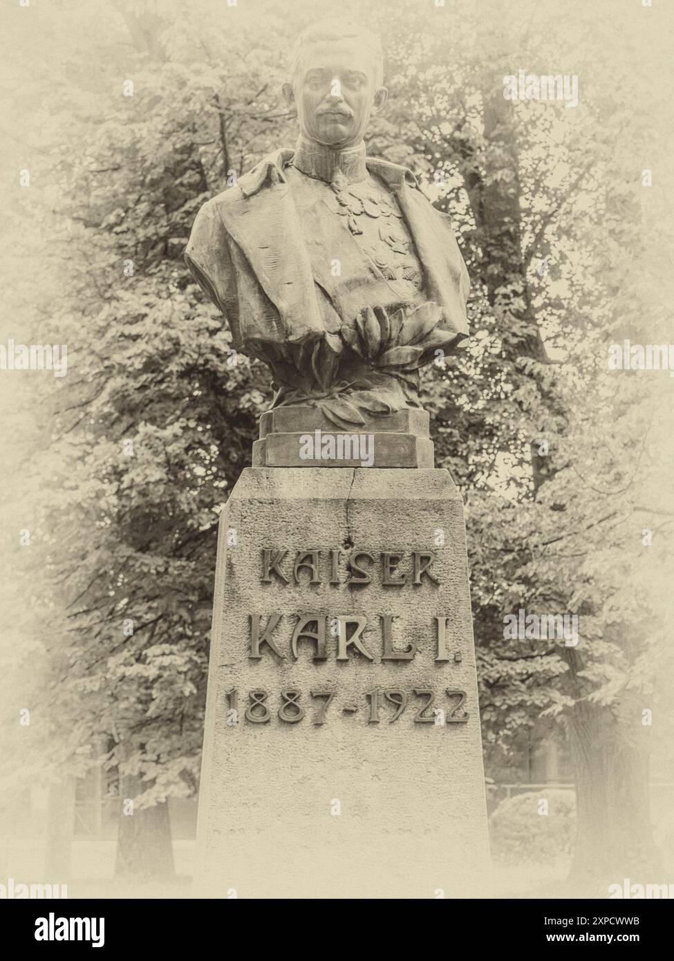 Statue of Karl I Emperor of Austria in the grounds of the Tiroler Folks ...