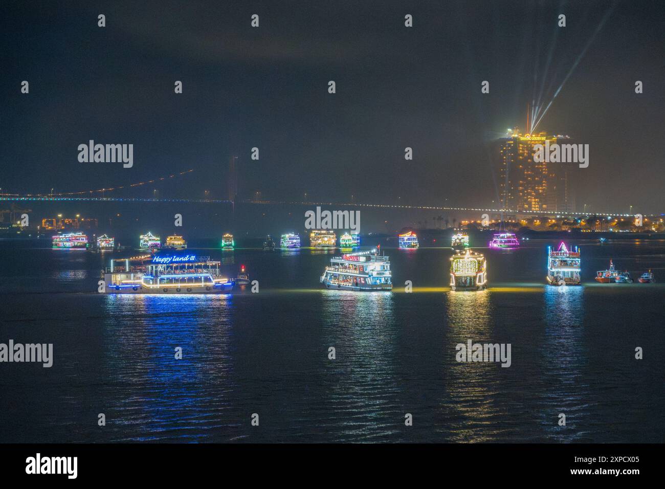 Da Nang city, Vietnam - 13 Jul 2024: Tourist boats on Han river, few ...