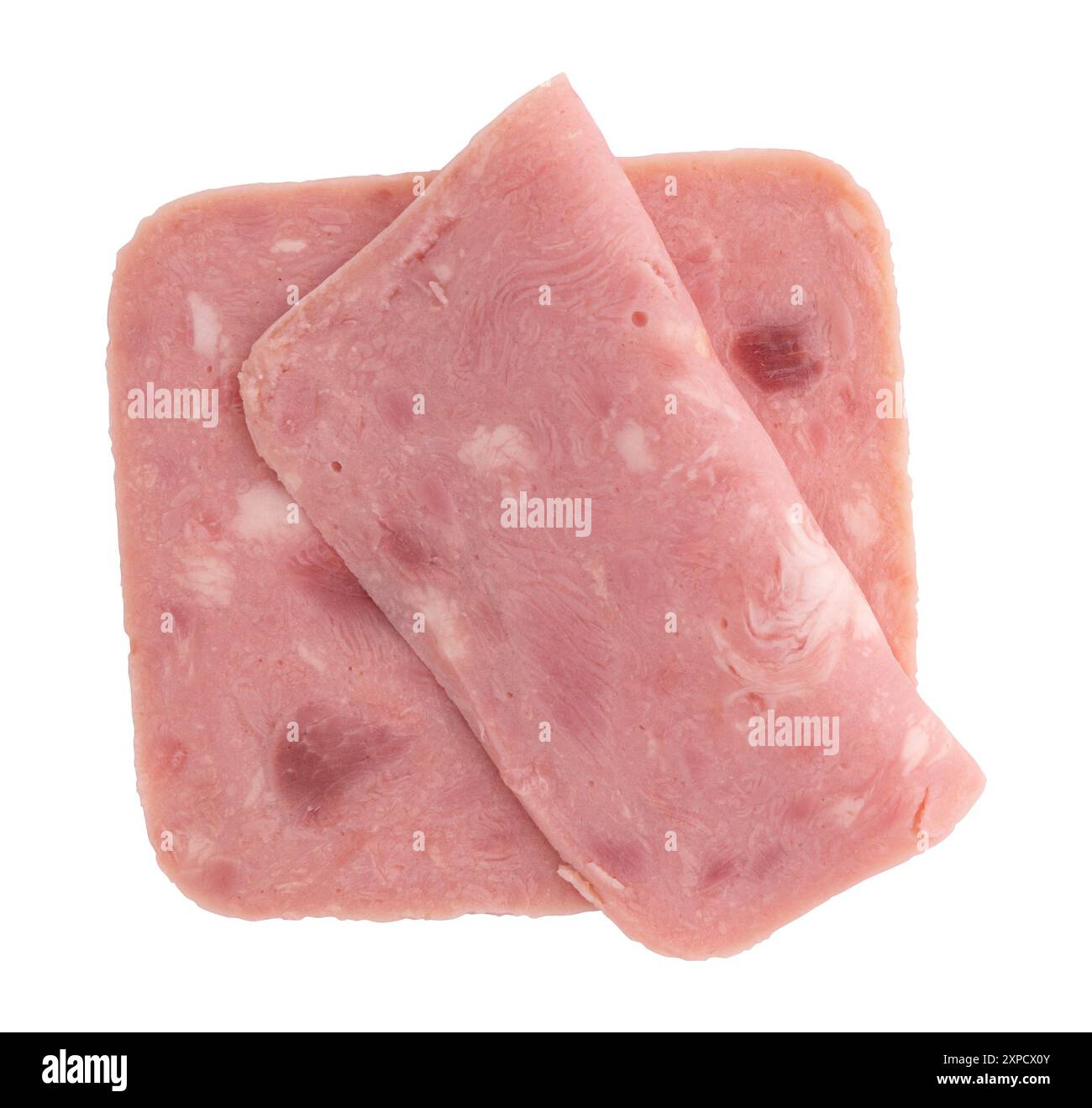 sliced boiled ham sausage isolated on white background with clipping ...