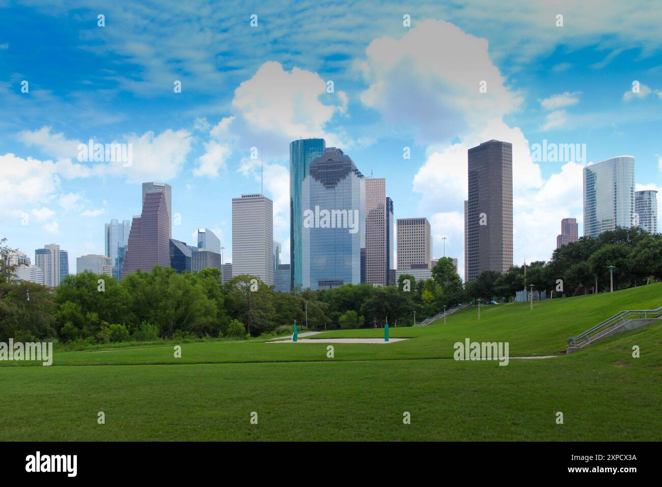 Downtown Houston as seen from Eleanor Tinsley Park on August 4th 2024 ...