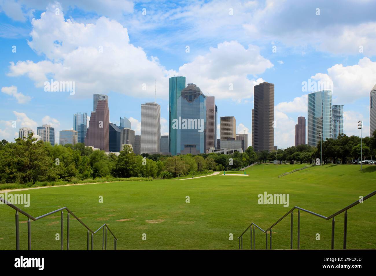 Downtown Houston as seen from Eleanor Tinsley Park on August 4th 2024 ...