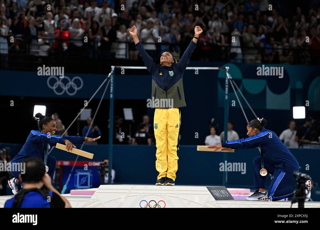 Paris-France, August 5, 2024, artistic gymnastics. Rebeca Andrade wins ...