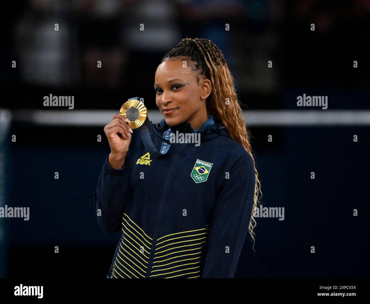Paris-France, August 5, 2024, artistic gymnastics. Rebeca Andrade wins ...