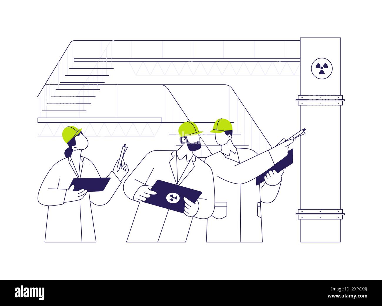 Nuclear power safety inspector abstract concept vector illustration ...