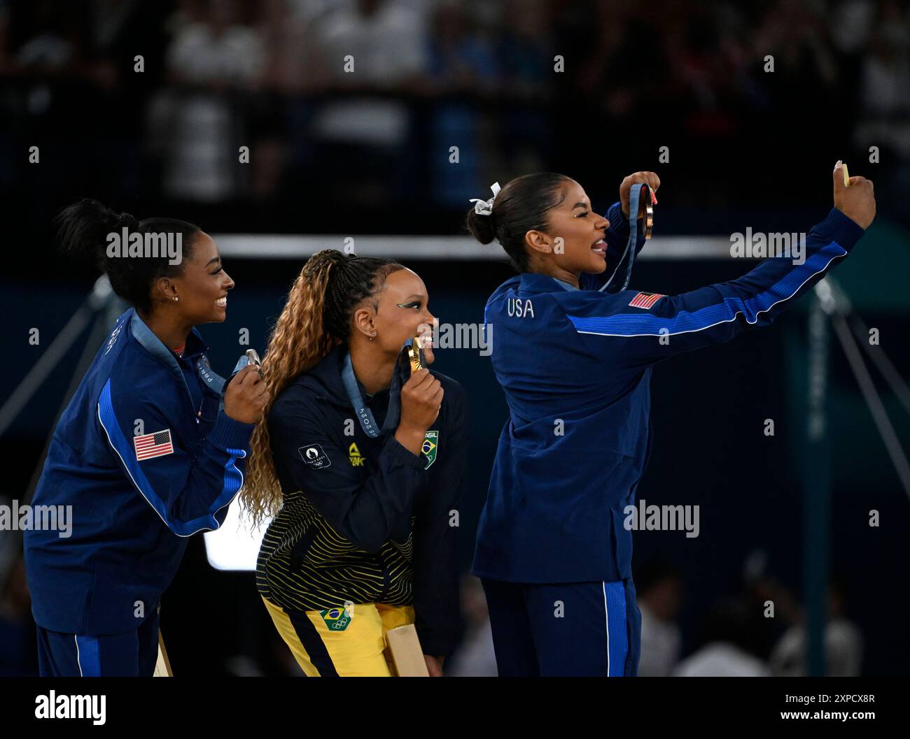 Paris-France, August 5, 2024, artistic gymnastics. Rebeca Andrade wins ...