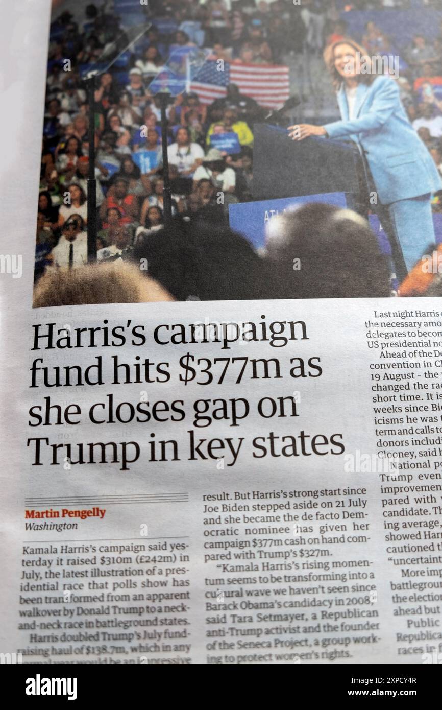 Kamala 'Harris 's campaign fund hits $377m as she closes gap on Trump ...