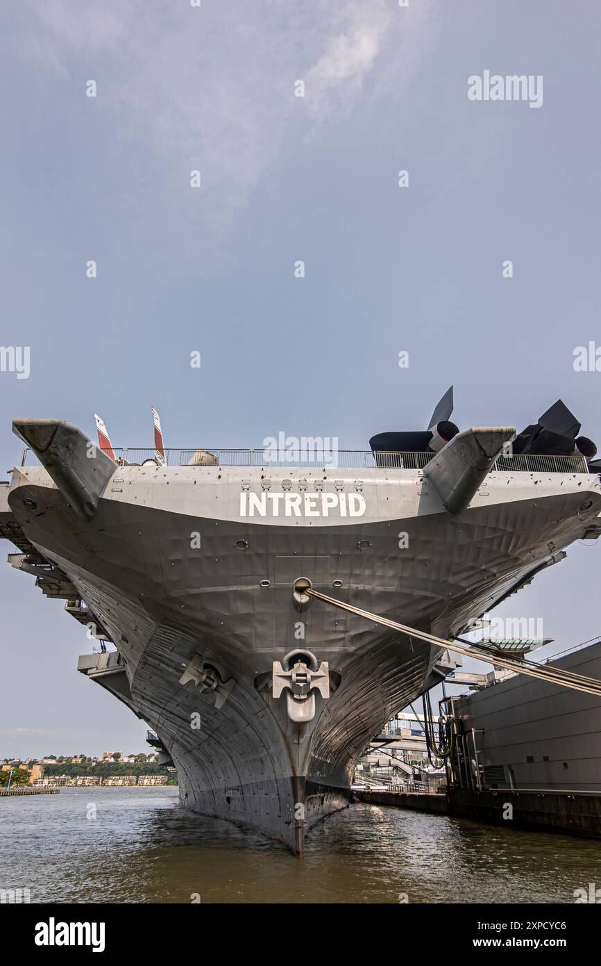 New York, NY, USA - August 3, 2023: Bow of USS Intrepid aircraft ...