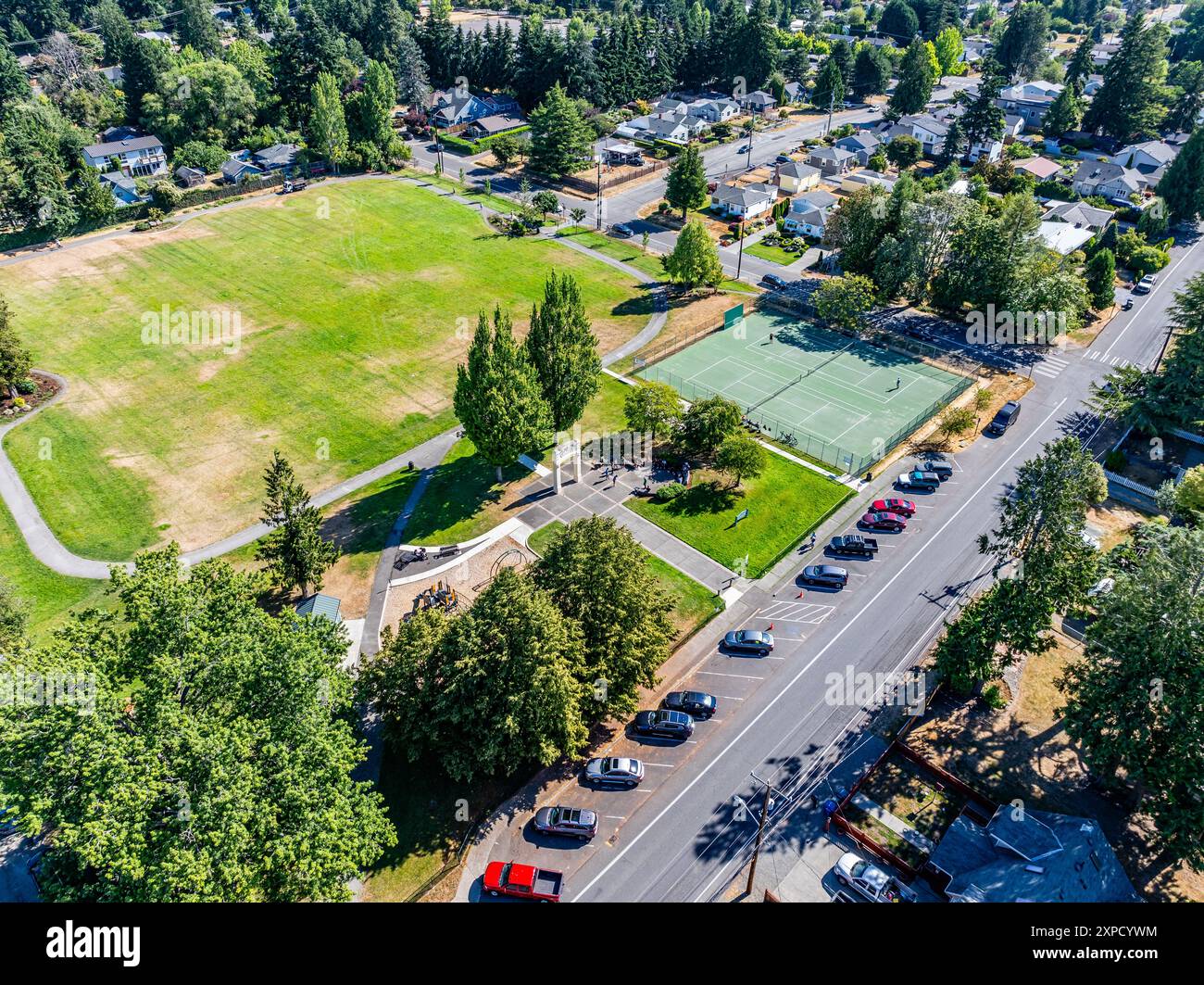 An aerial view of Lake Burien School Memorial Park in Burien ...