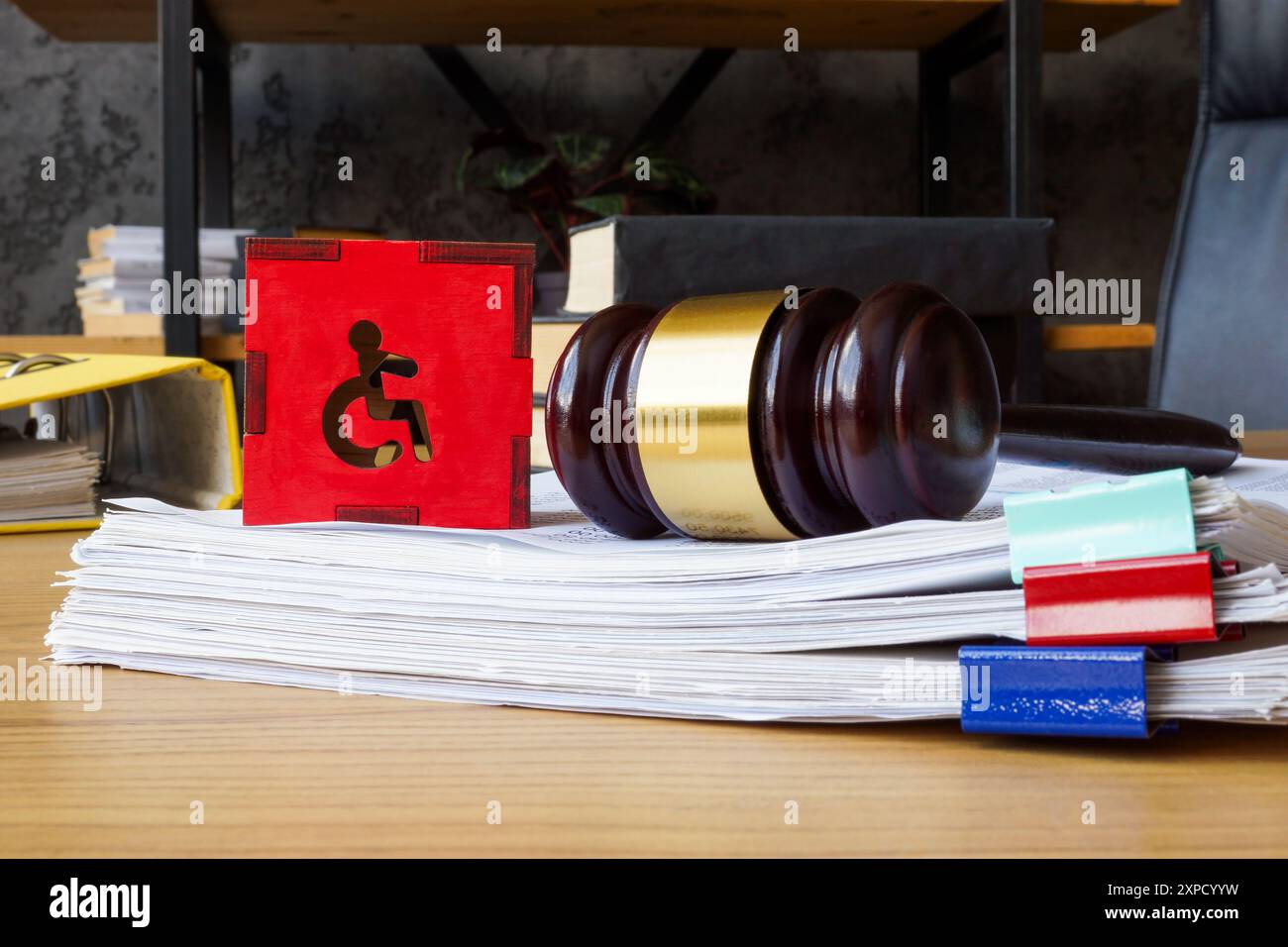 Gavel and disabled person sign, Inclusion and disability rights Stock ...