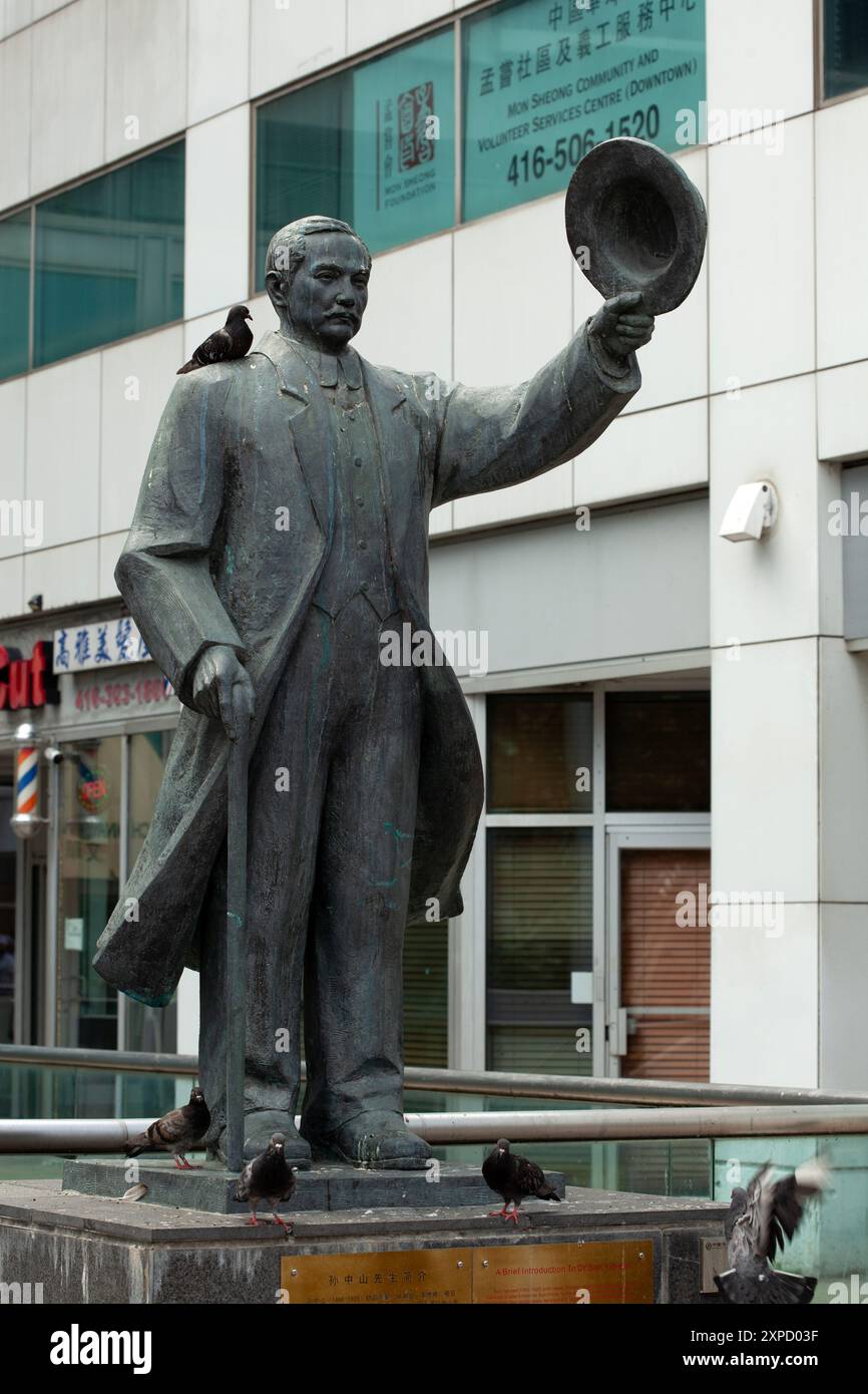:A statue of Sun Yat-Sen is installed outside the Chinatown Centre on ...