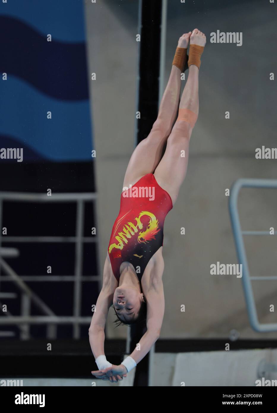 QUAN Hongchan of China performs during the women's diving 10-meter ...