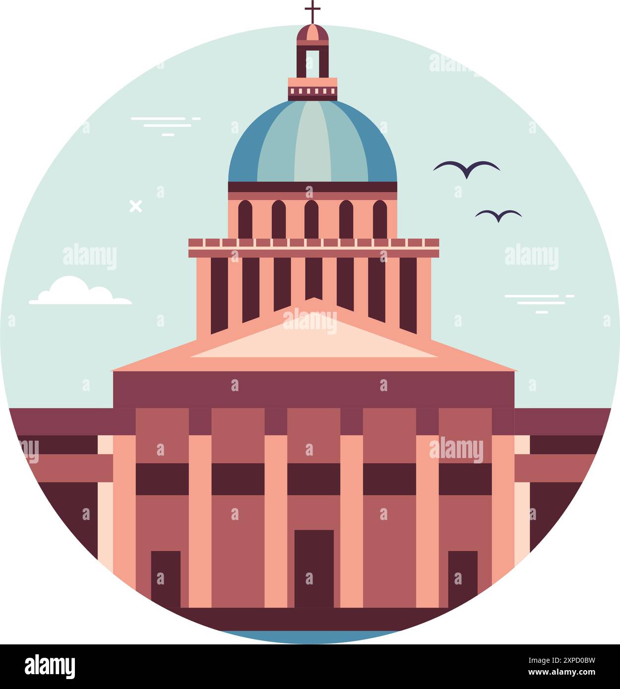 Paris Pantheon Landmark Building Circle Icons Stock Vector Image & Art ...