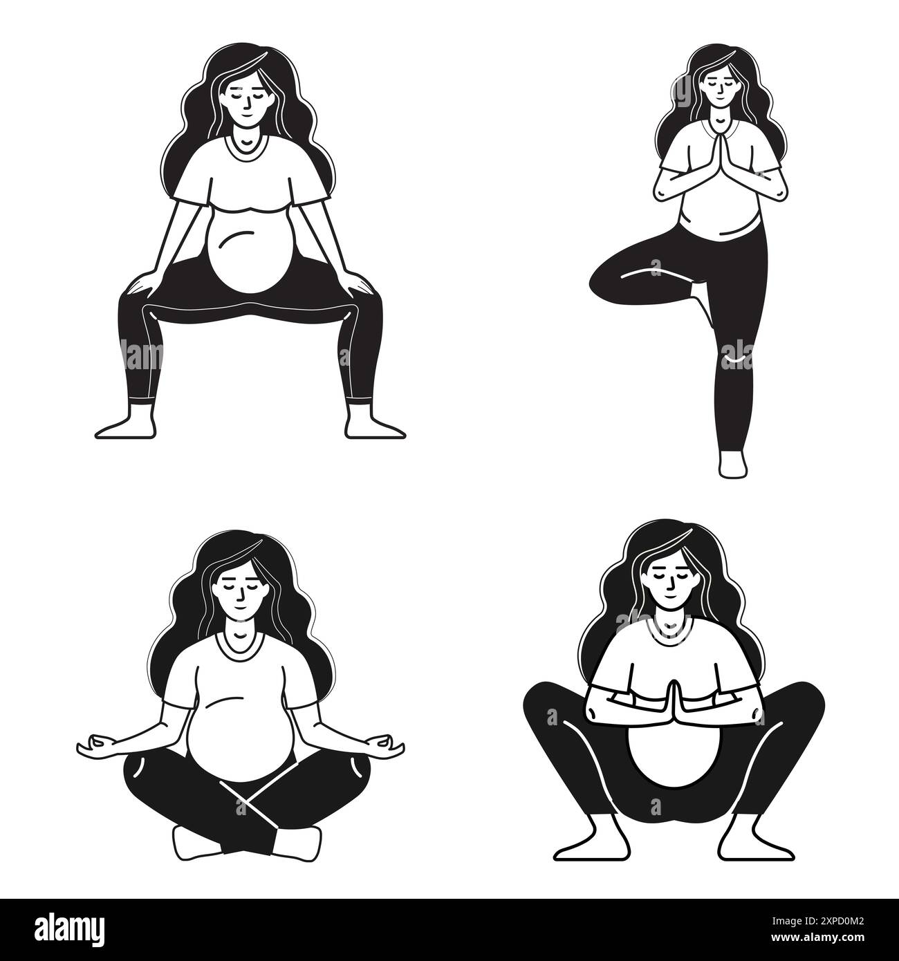 Pregnancy Yoga And Meditation Woman Poses Set Stock Vector Image And Art Alamy