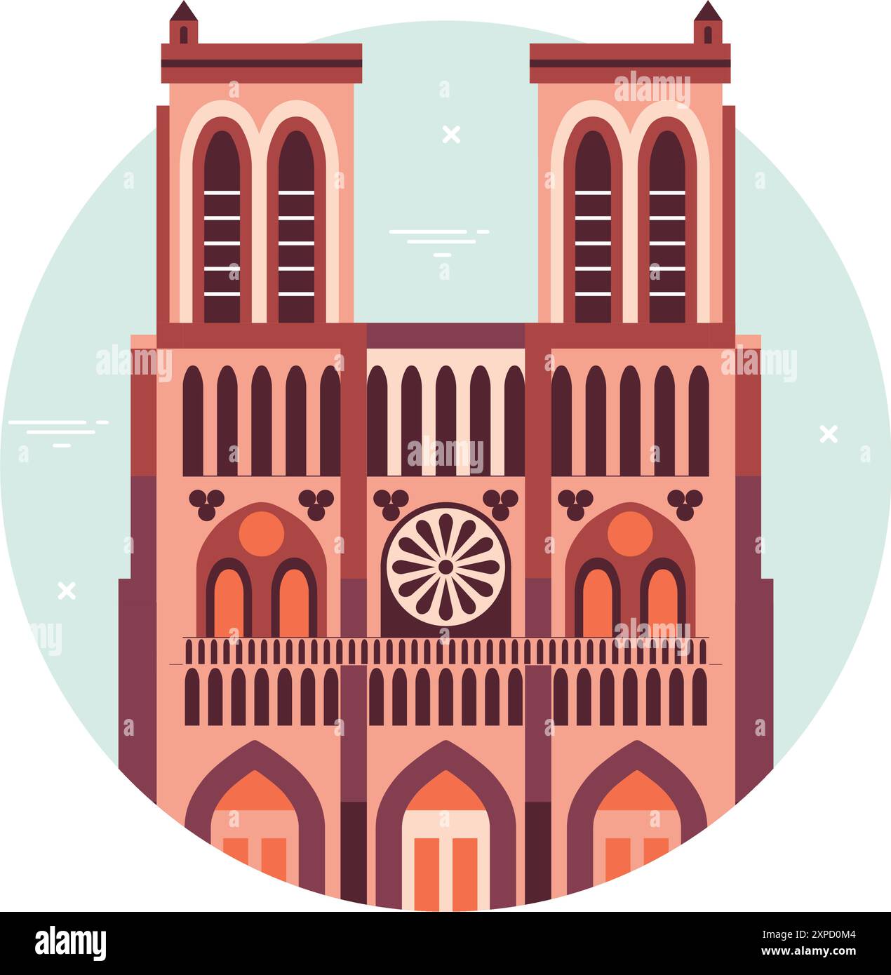 Notre Dame de Paris Flat Design Circle Icon Stock Vector Image & Art ...