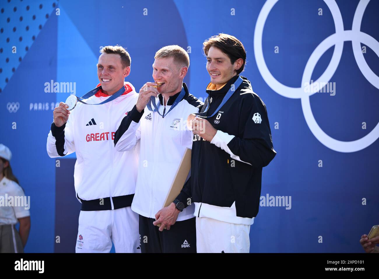 Silver medalist Joseph Clarke of Great Britain (L), Gold medalist Finn ...
