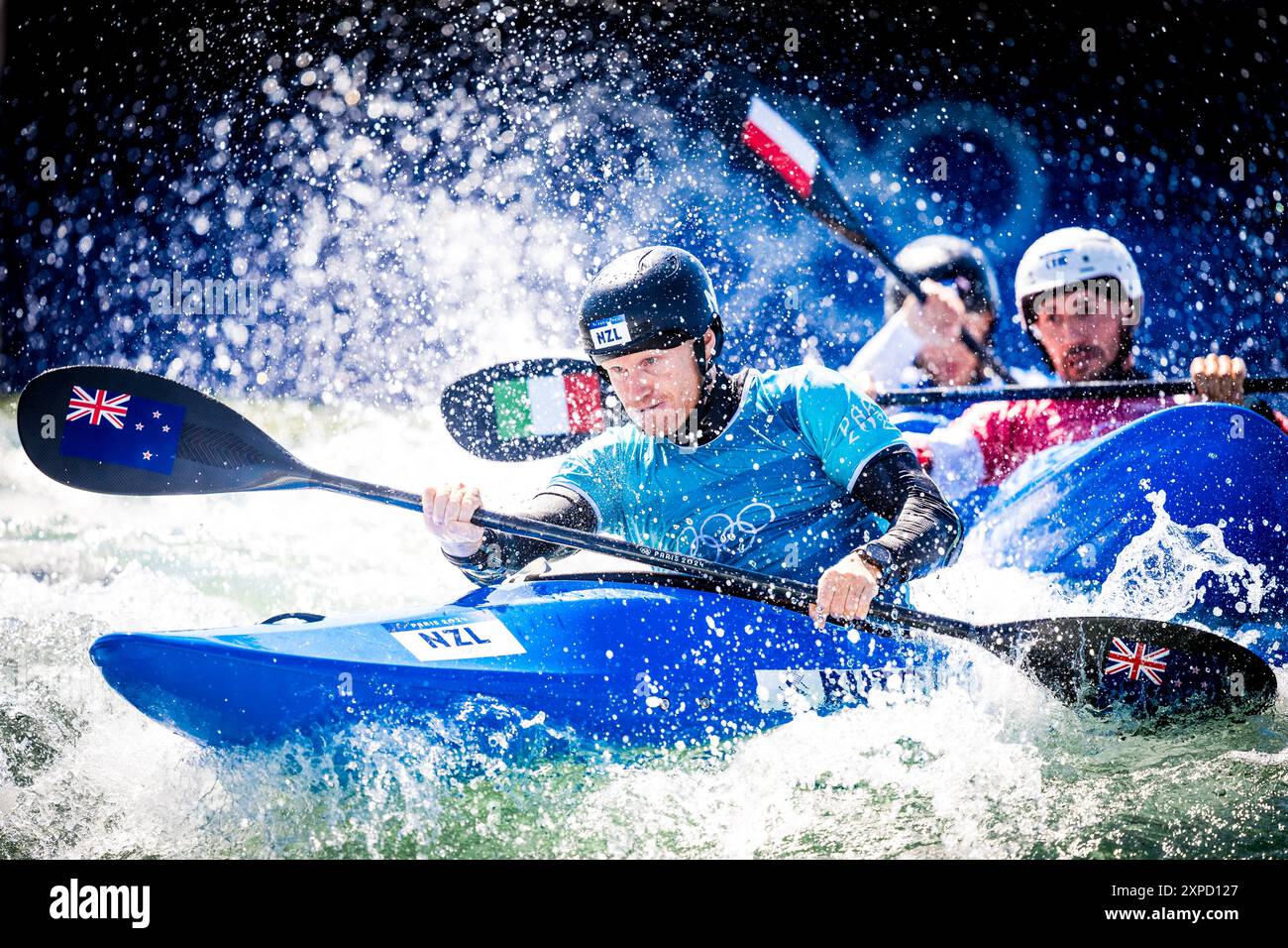 Finn Butcher of New Zealand competes in men's kayak cross, Quaterfinal ...