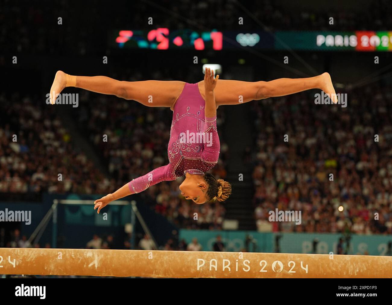 Paris, France. 5 August, 2024. Rebeca Andrade (Brazil) competes during ...