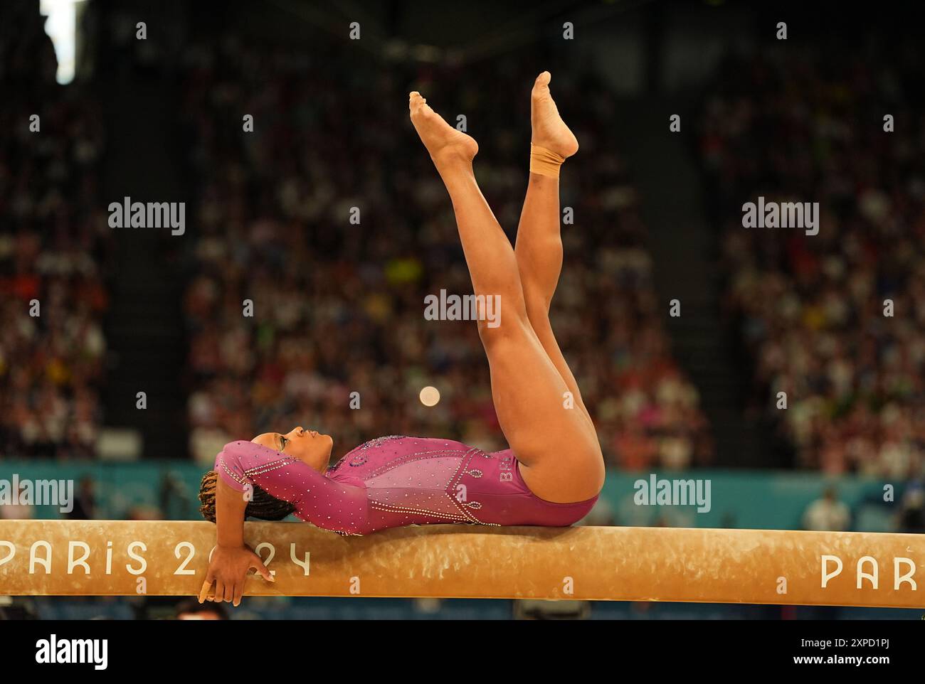 Paris, France. 5 August, 2024. Rebeca Andrade (Brazil) competes during ...