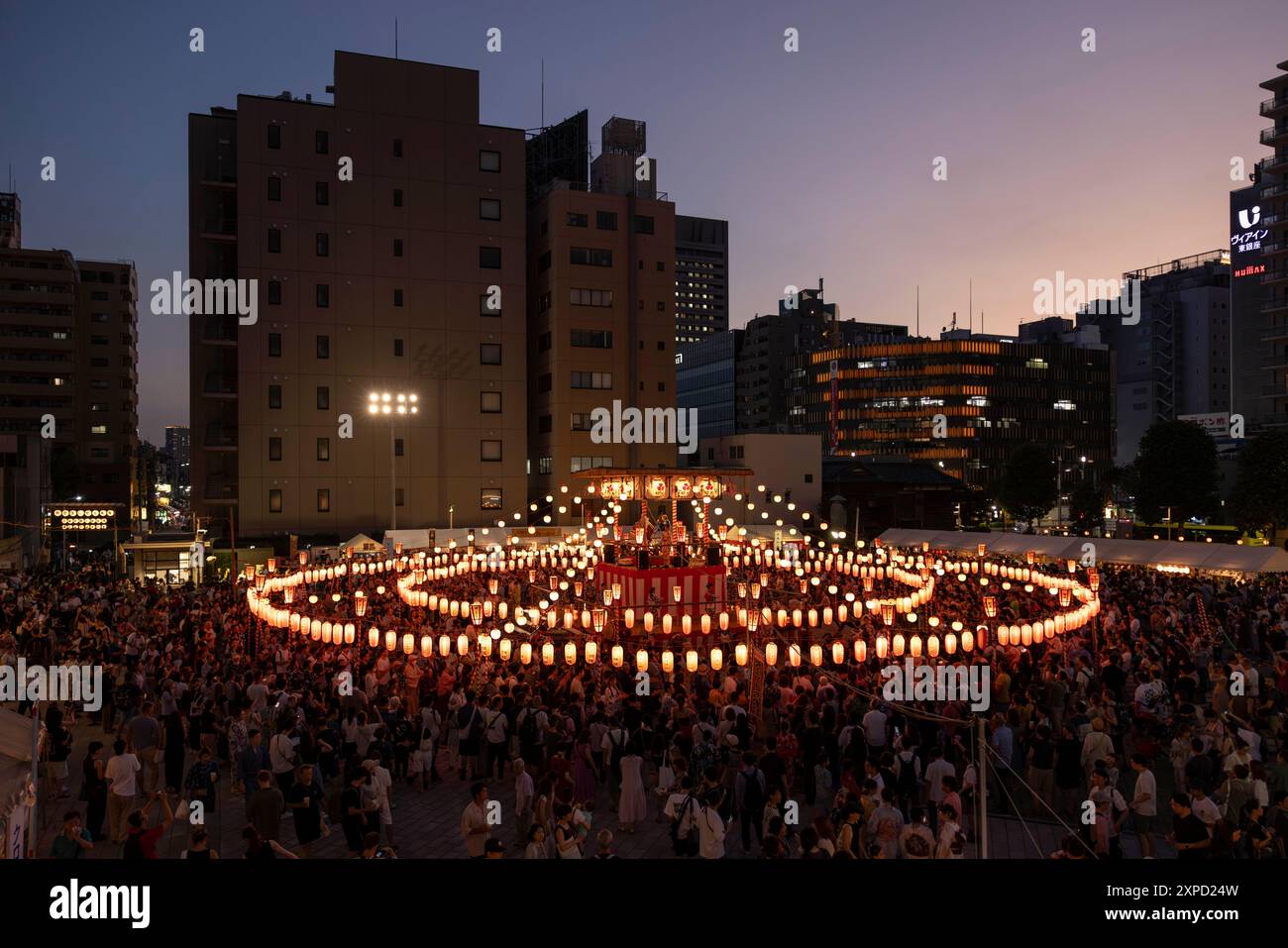Tokyo, Japan. 03rd Aug, 2024. Tsukiji Honganji Bon Dance Festival in ...