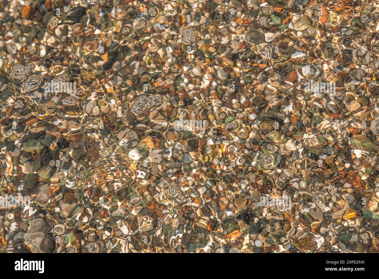 multi-colored stones under water on the sea, river. Natural background ...