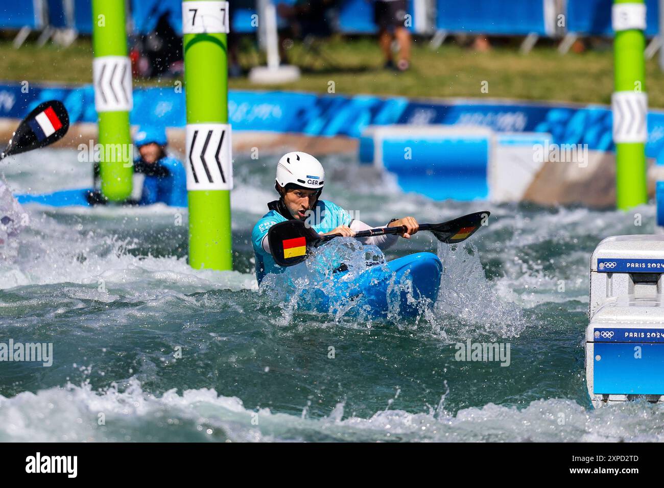 Noah Hedge of Germany competes during Men's Kayak Cross Small Final of ...