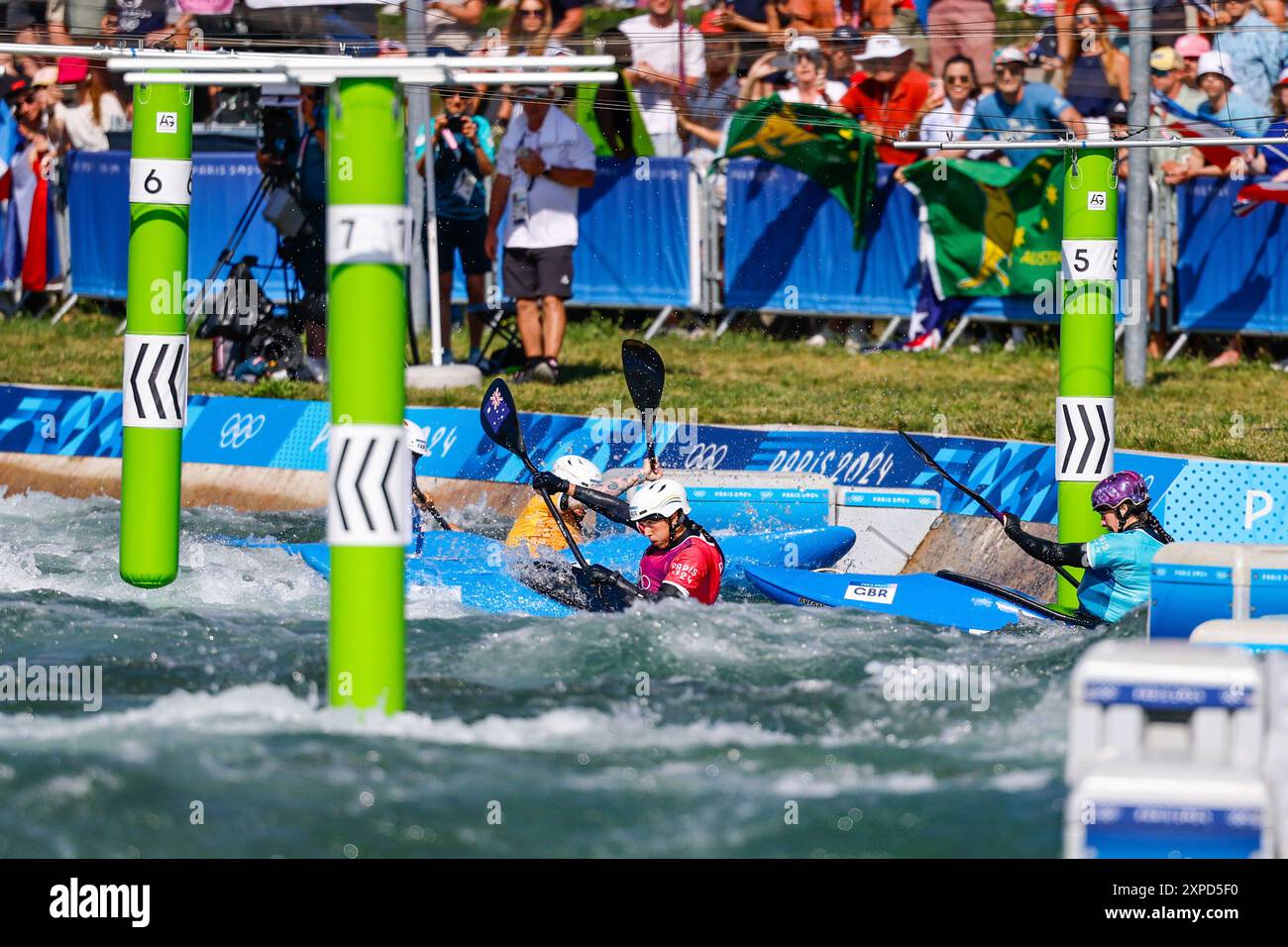 Noemie Fox of Australia competes during Women's Kayak Cross Small Final ...