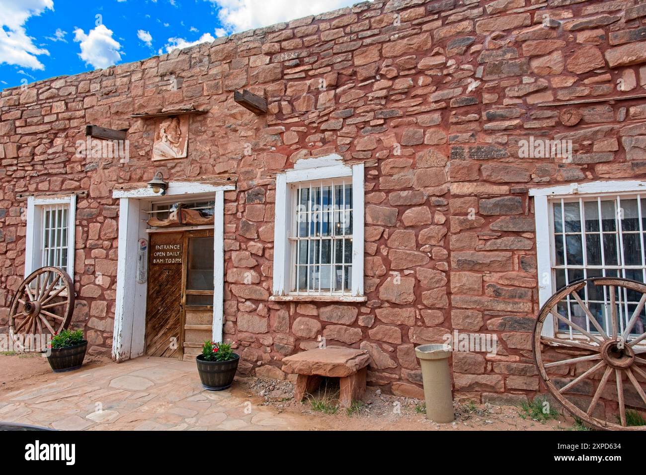 Entrance to 19th century traditional southwest trading post at historic ...