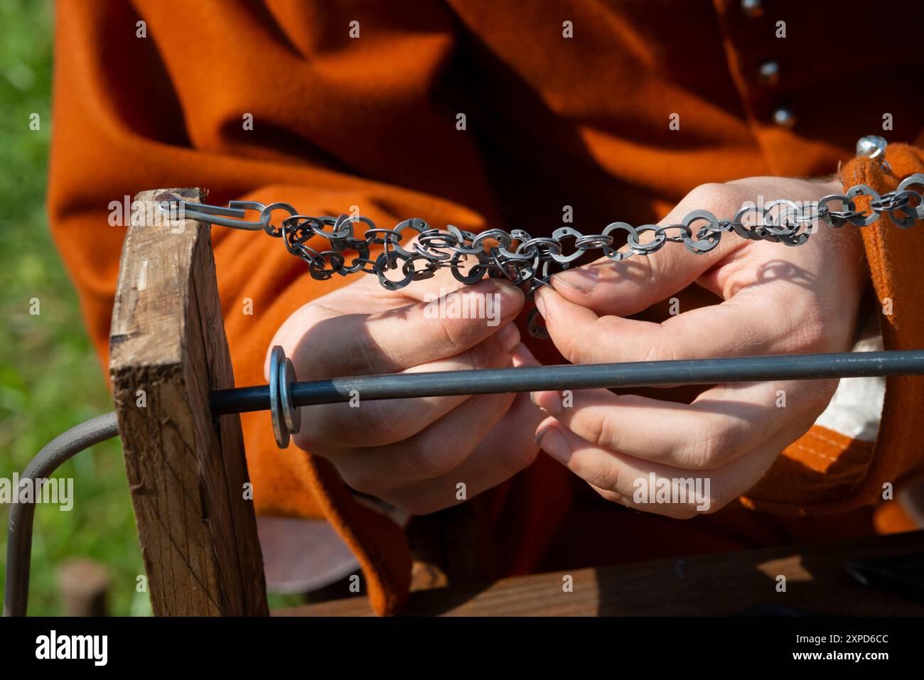 Italy, Lombardy, Historical Reenactment Medieval, Artisan Creates Chain ...