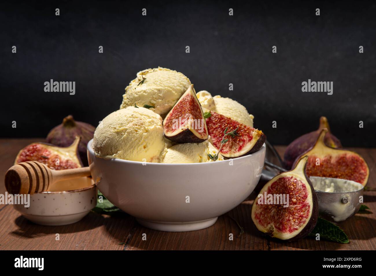 Tasty fig gelato ice cream, aromatic and creamy fruit sorbet dessert ...