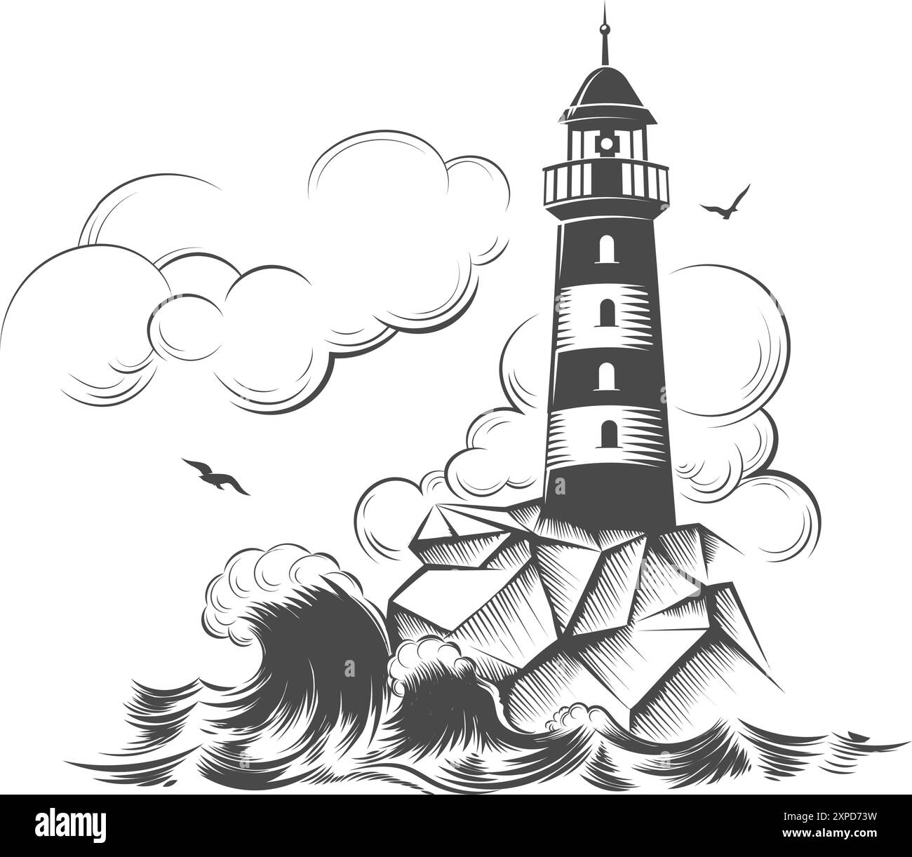 Lighthouse drawing Cut Out Stock Images & Pictures - Alamy