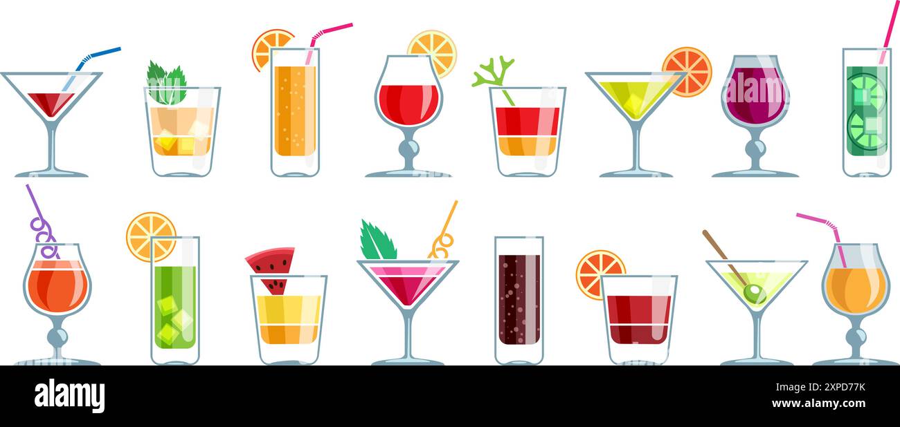 Glass cocktails on bar Stock Vector Images - Alamy