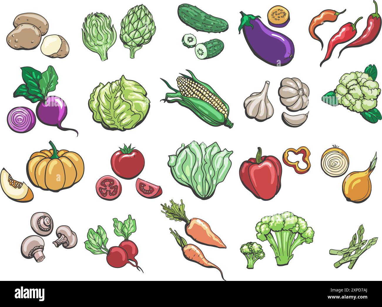 Cartoon vegetables set Stock Vector Image & Art - Alamy