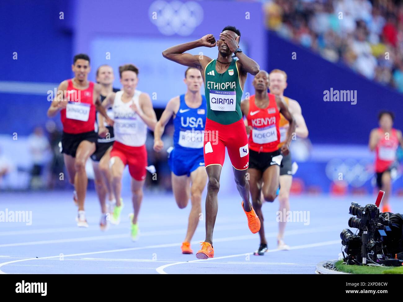 Ethiopia's Lamecha Girma during the Men's 3000m Steeplechase at the ...