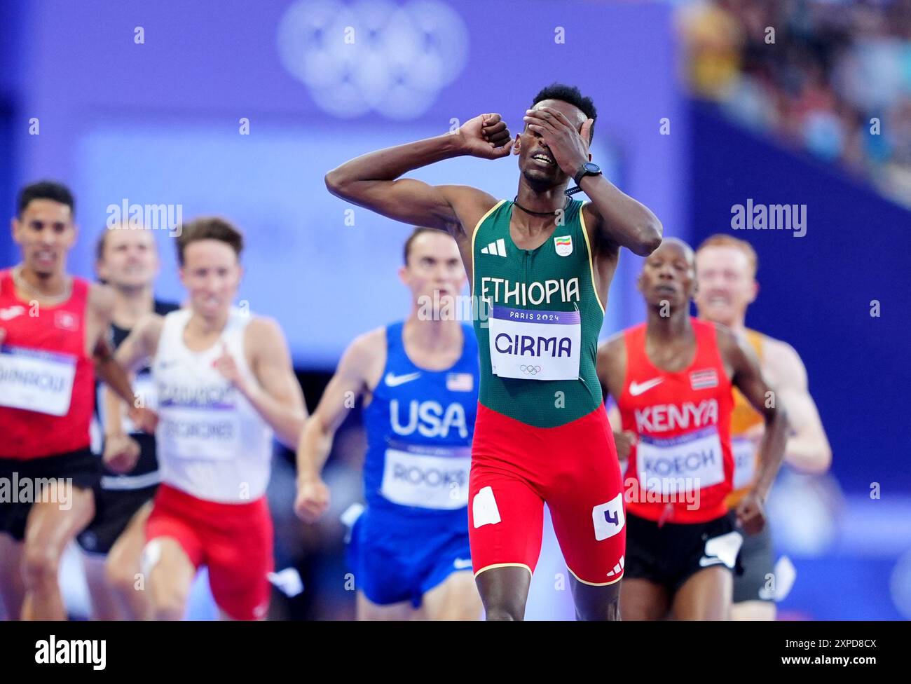 Ethiopia's Lamecha Girma during the Men's 3000m Steeplechase at the ...