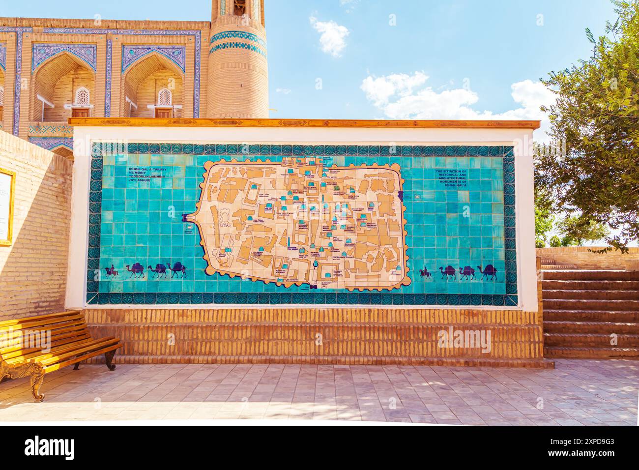 Map of Ichan Kala, the inner town of Khiva. Khiva, Uzbekistan - July 16 ...