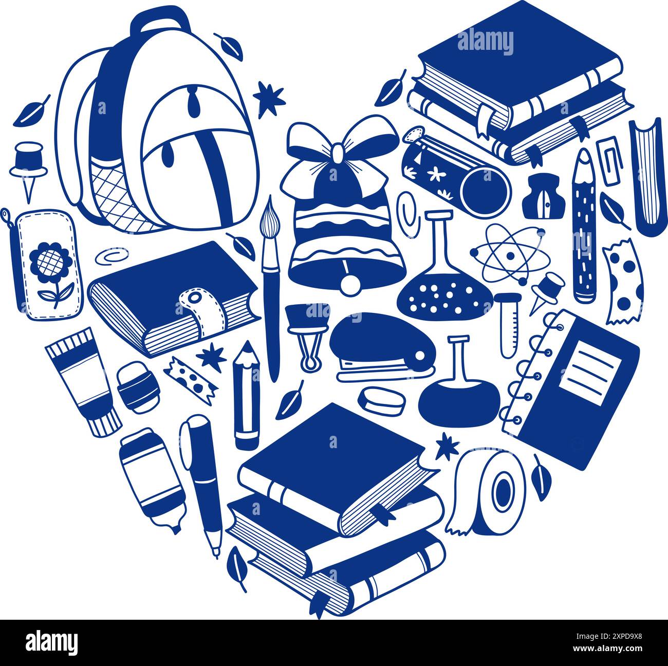 Back to school. Stationery and art supplies doodles. Accessories for ...