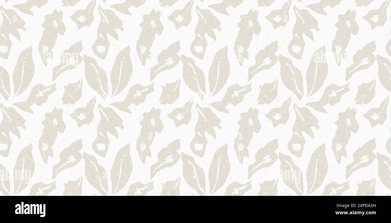 Seamless french gender neutral floral linen printed fabric border ...