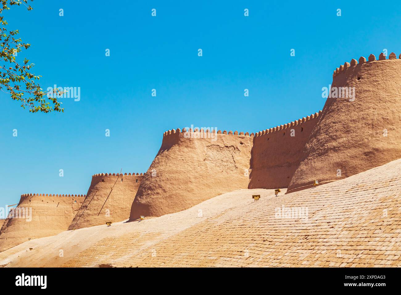 The city walls of the ancient city of Khiva. Khiva, Uzbekistan - July ...