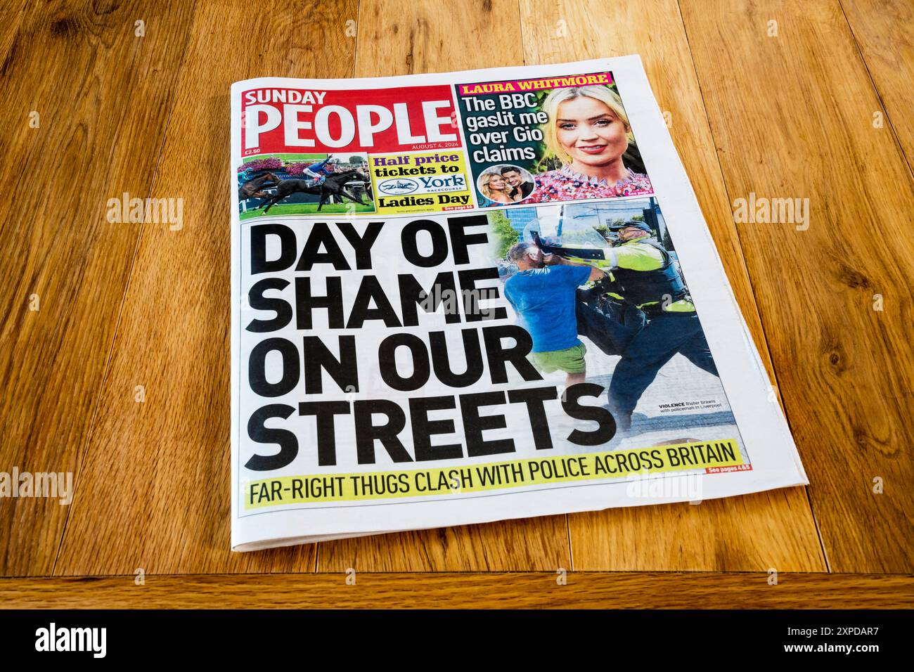 4 August 2024. Front page headline of Day of Shame on Our Streets in ...